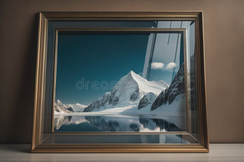 Glass Picture Frame on a Solid Color Background. Ai Generative Stock ...