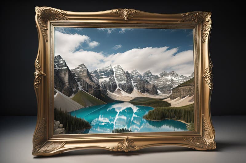 Glass Picture Frame on a Solid Color Background. Ai Generative Stock ...