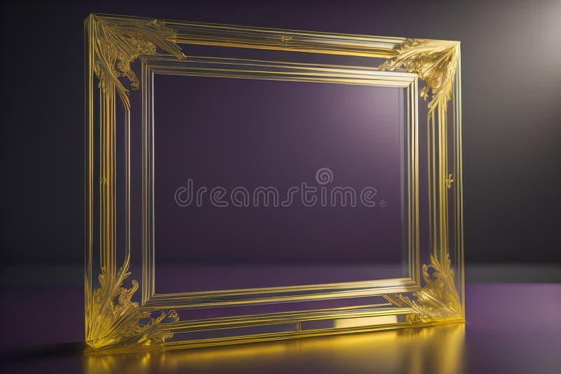 Glass Picture Frame on a Solid Color Background. Ai Generative Stock ...