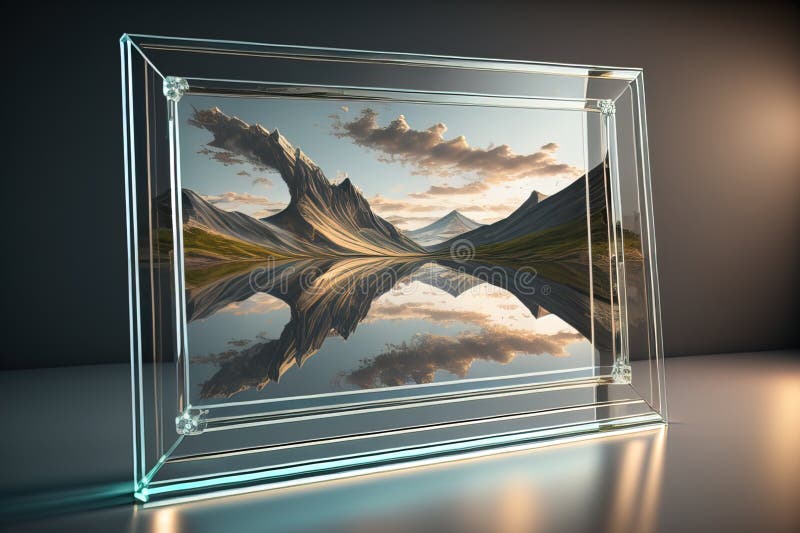 Glass Picture Frame on a Solid Color Background. Ai Generative Stock ...