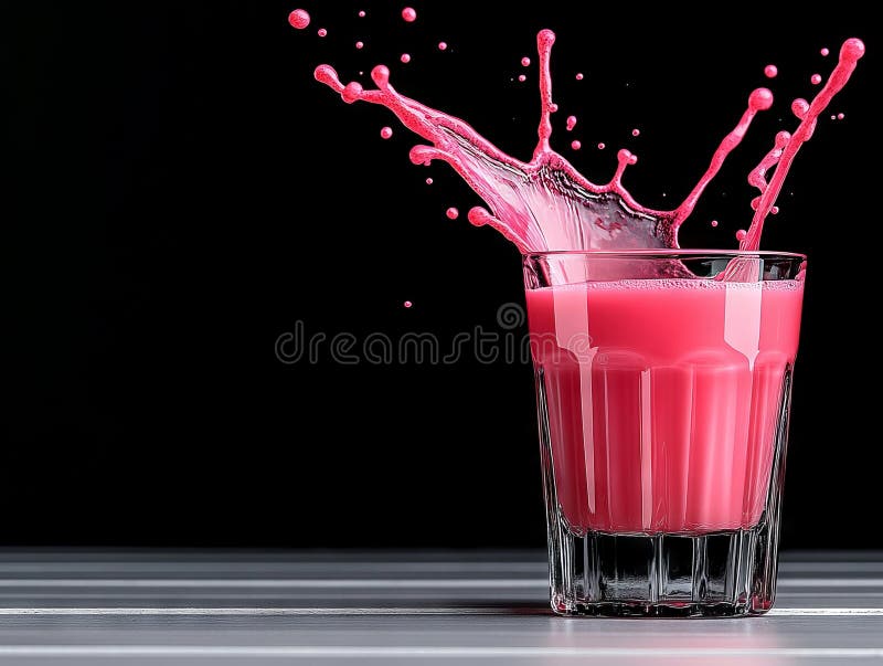 A Glass of Pink Liquid with a Splash of Water in it Stock Photo - Image ...