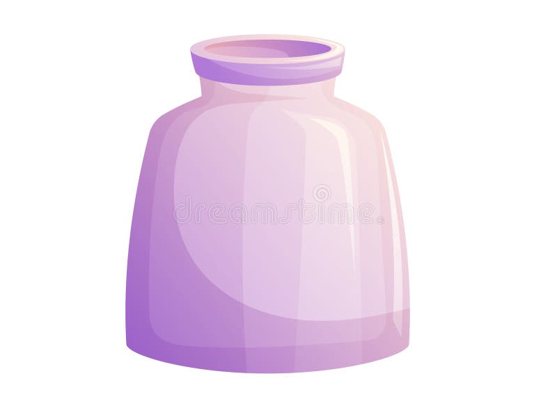 Glass Pink Vase or Empty Open Jar. Vector Isolated Cartoon Illustration ...
