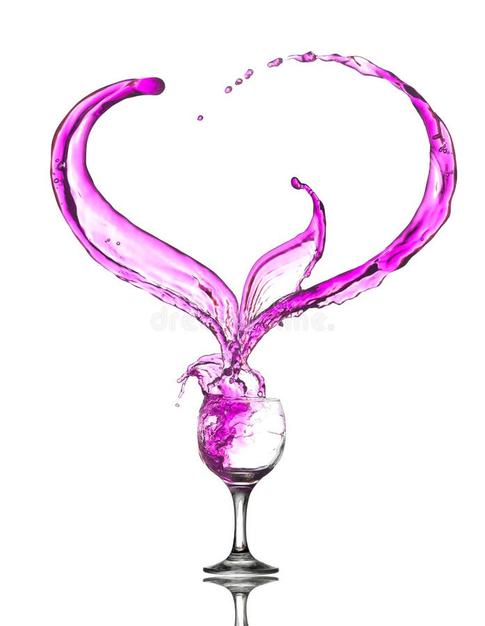 A Glass of Pink Wine. Heart Splash Stock Image - Image of liquor, white ...