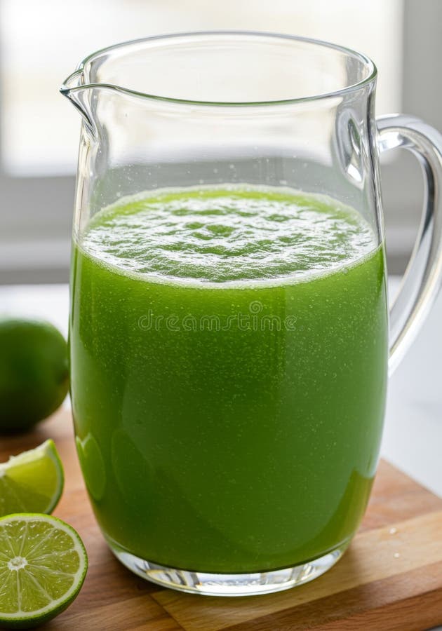 Glass Pitcher of Bright Green Lime Juice Stock Illustration ...