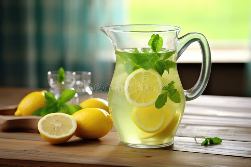 A Glass Pitcher Filled with Fresh Lemonade Stock Photo - Image of ...