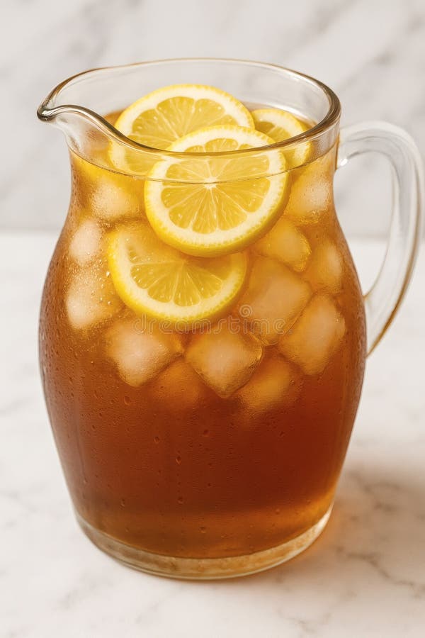 Glass Pitcher of Iced Tea with Lemon Slices - AI Generated Stock Photo ...