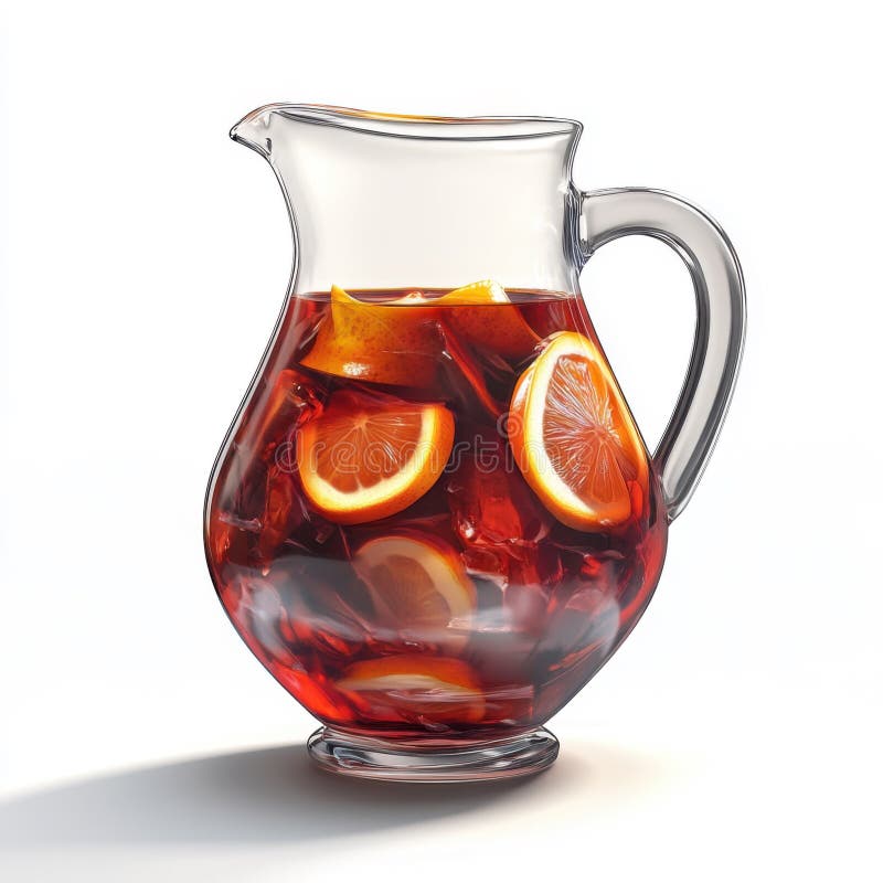 Glass Pitcher of Iced Tea with Sliced Oranges on White Background ...