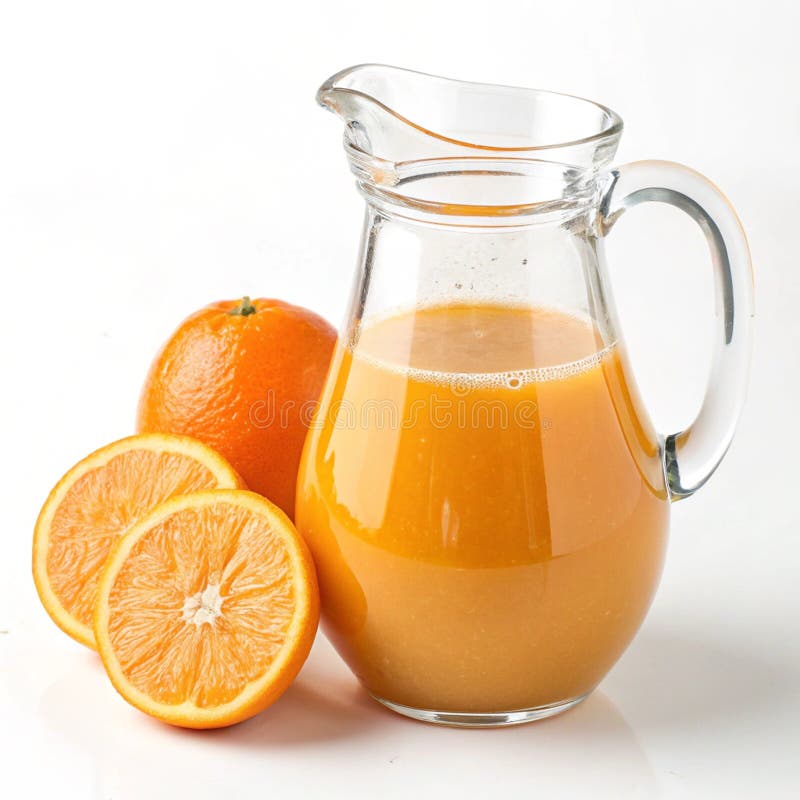Glass Pitcher of Orange Juice Isolated on White Background Stock ...