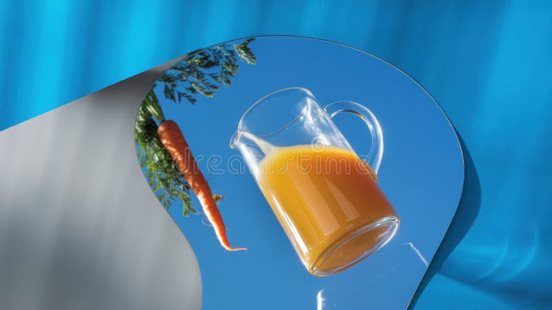Glass Pitcher with Pouring Beverage and Fresh Carrot in Frame Stock ...