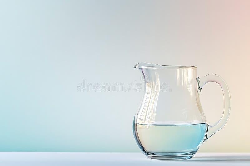 Glass Pitcher with Water on Pastel Background Stock Illustration ...