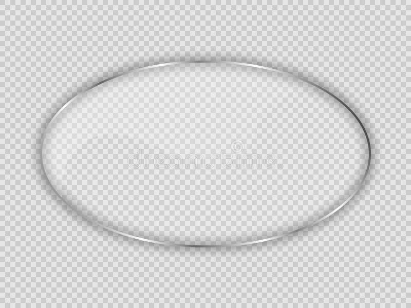 Glass plate in oval frame stock vector. Illustration of label - 223323405
