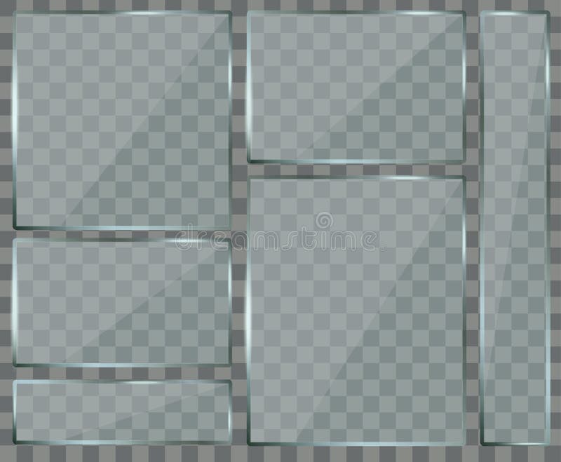 Glass Plate Set on Transparent Background. Plastic Banner Panel on ...