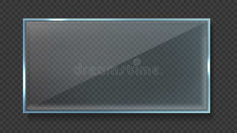 Glass Plates Isolated on Dark Background. Transparent Panel Plates or ...