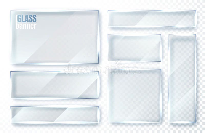 Glass Plates Set. Glass Banners on Transparent Background. Flat Glass ...