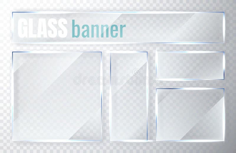 Glass Plates Set. Glass Banners on Transparent Background. Flat Glass ...