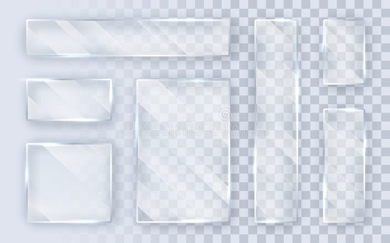 Glass Plates Set. Glass Banners on Transparent Background. Flat Glass ...