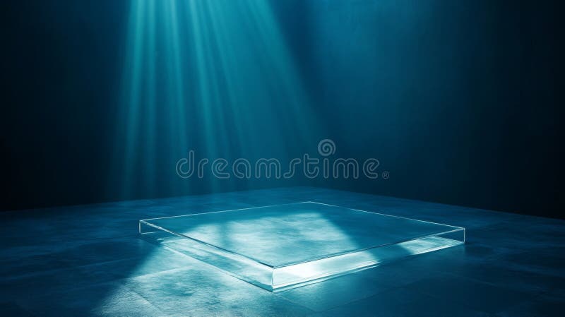 Glass Platform Illuminated by Underwater Light Beams Stock Illustration ...