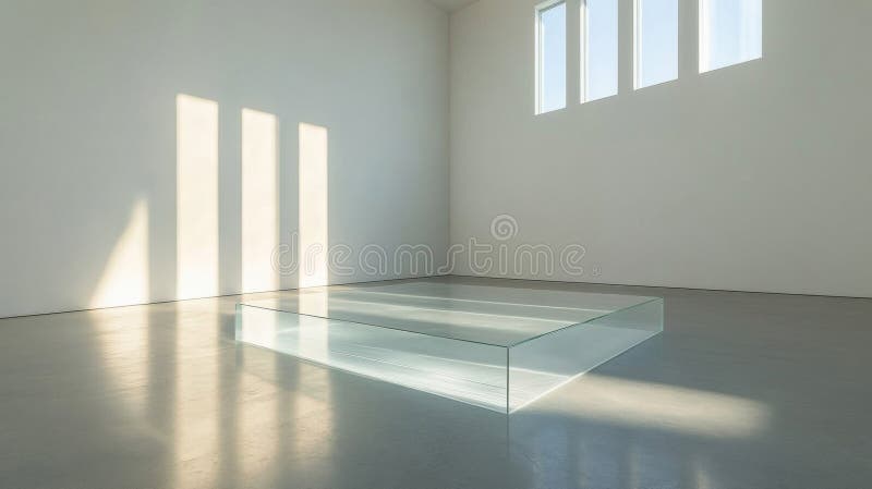 Glass Platform Minimalist Room Sunlight Installation Stock Illustration ...