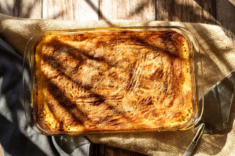 Glass Platter with a Meat or Shepherd S Pie on a Rustic Country Table ...