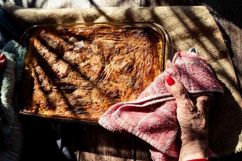 Glass Platter with a Meat or Shepherd S Pie on a Rustic Country Table ...