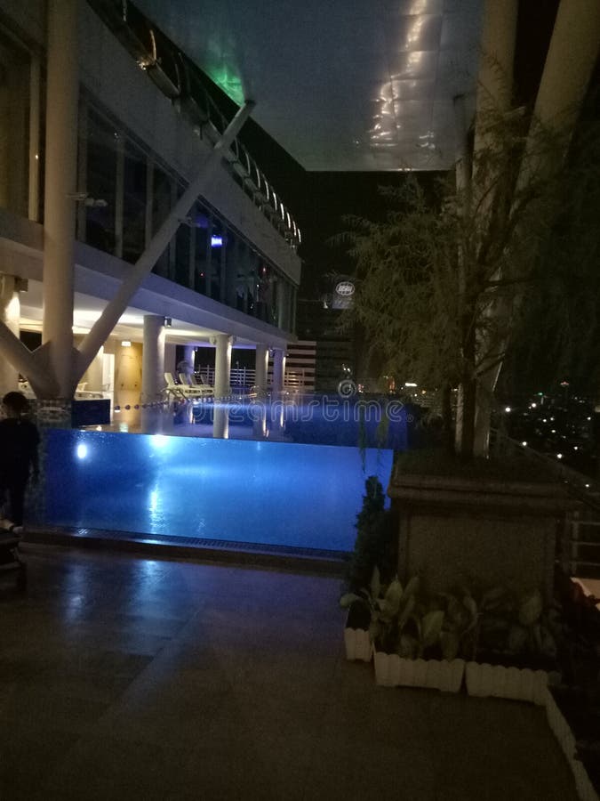 Glass pool above the hotel stock image. Image of hotel - 146481255