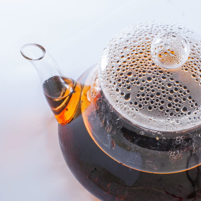 Glass Pot of Hot Fresh Black Tea Stock Image - Image of black, health ...