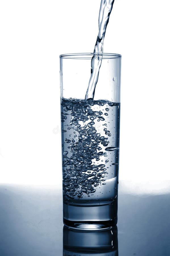 Glass of Pouring Water with Reflection Stock Image - Image of cool ...