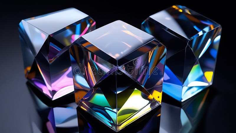 Glass Prism Cubes Abstract Light and Color Play Stock Illustration ...