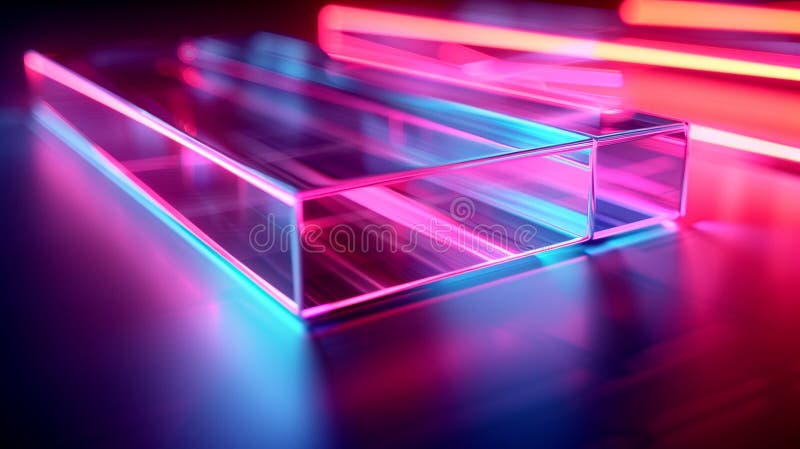 Glass Prism with Neon Lights Stock Illustration - Illustration of ...