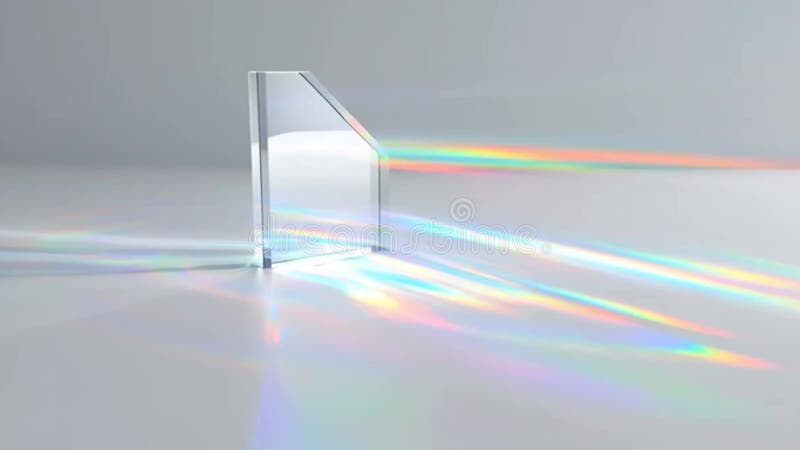 Glass Prism Refracting Sunlight Onto Clean White Surface, Optical Light ...