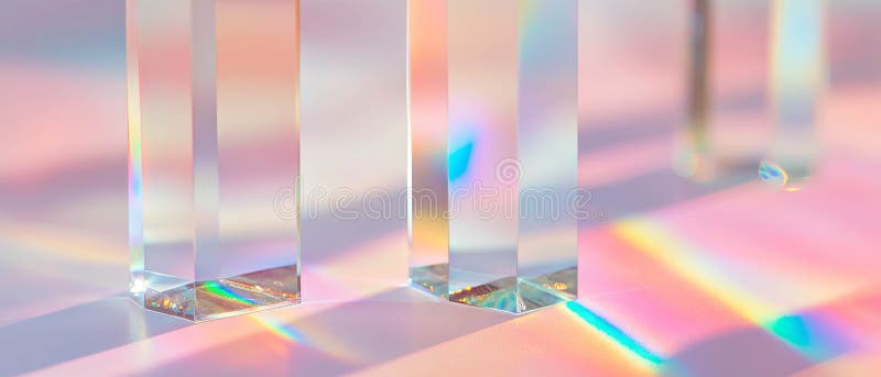 Colorful Rainbow Refractions from Glass Prisms on a Smooth Surface with ...