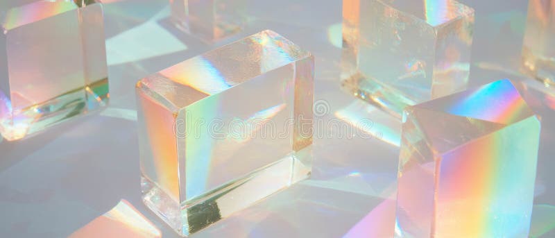 Glass Prisms Create Vibrant Rainbow Reflections and Textures in Soft ...