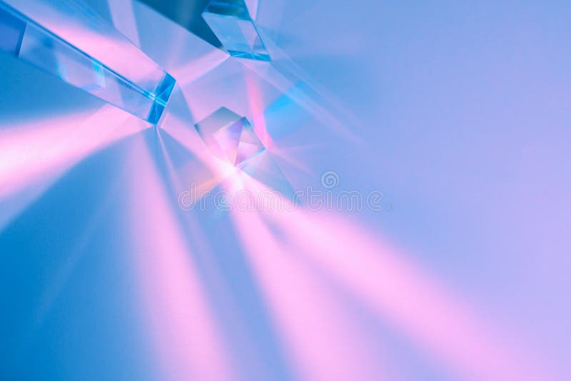 Glass Prisms and Cubes with Color Spectrum Rays. Abstract Background ...