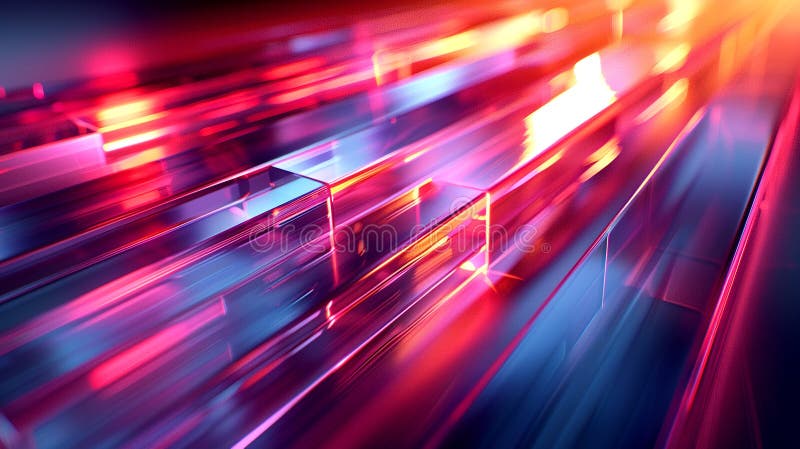 Abstract Glass Prisms with Red and Blue Lighting Stock Illustration ...