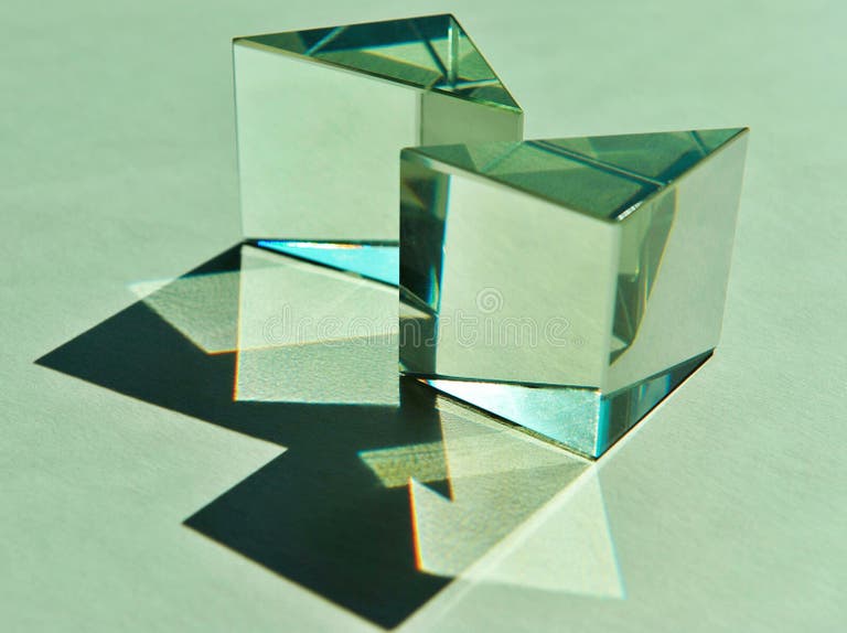 Two Triangular Glass Cube Prisms Refract Natural Light into Shade and ...
