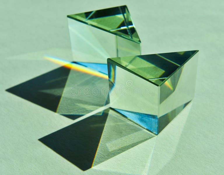 Triangular Clear Prism Refracting and Reflecting Beam of Light into ...