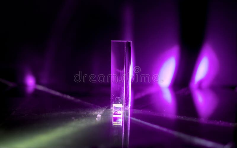 Glass Prisms with Violet Light and Reflection Stock Photo - Image of ...