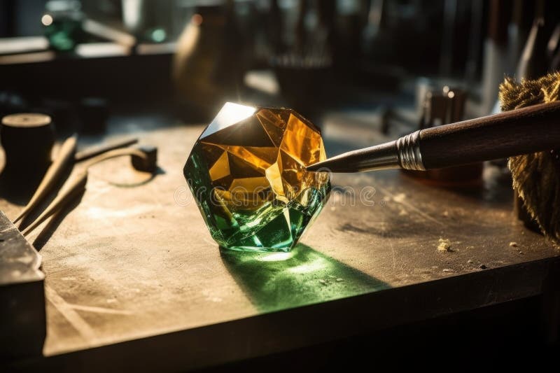 Glass Process with a Diamond Tool on a Workbench Stock Illustration ...