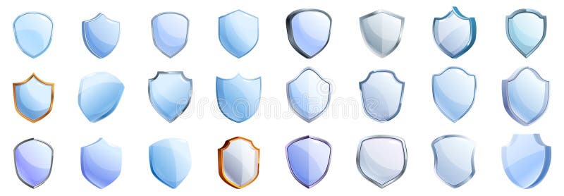 Glass Protect Shield Vector. a Collection of Blue and Silver Shields ...