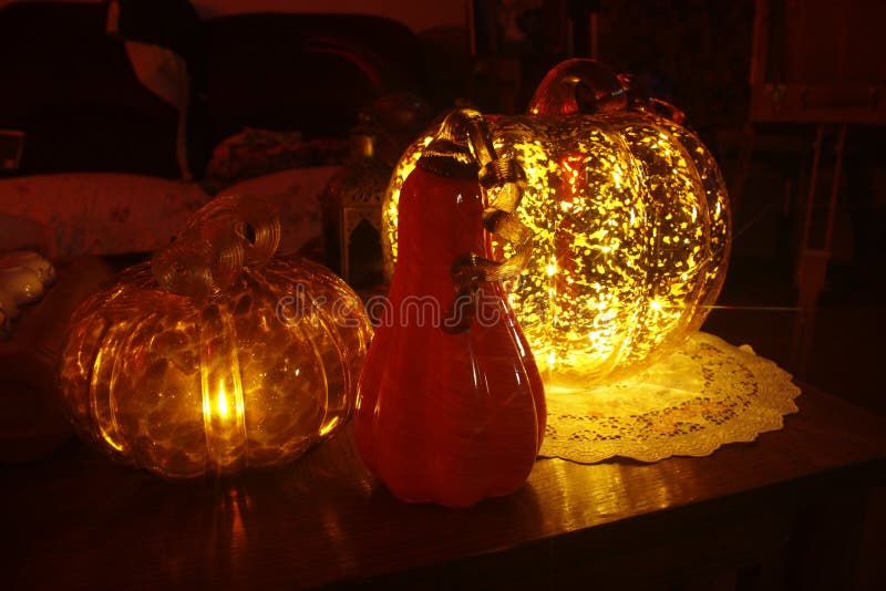 Glass Pumpkins Decor stock image. Image of lanterns - 110041043
