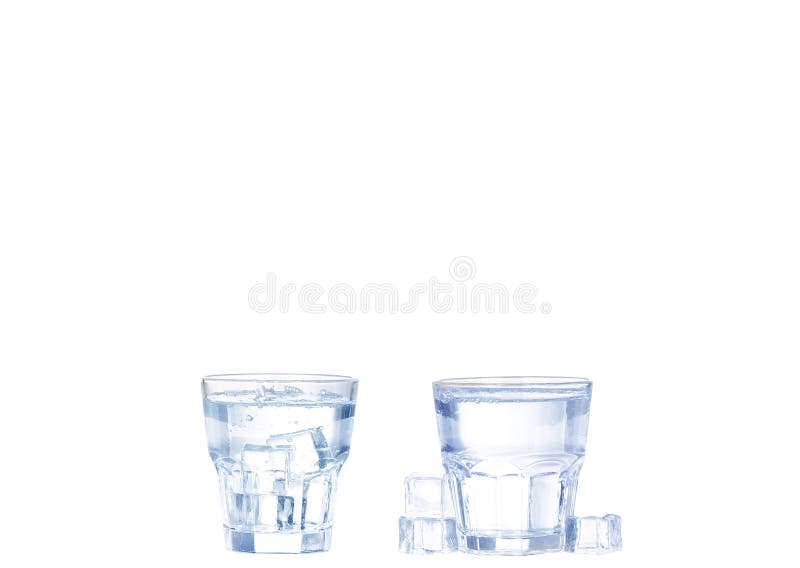 Glass of Pure Water with Ice Cubes. Isolated on White Background Stock ...