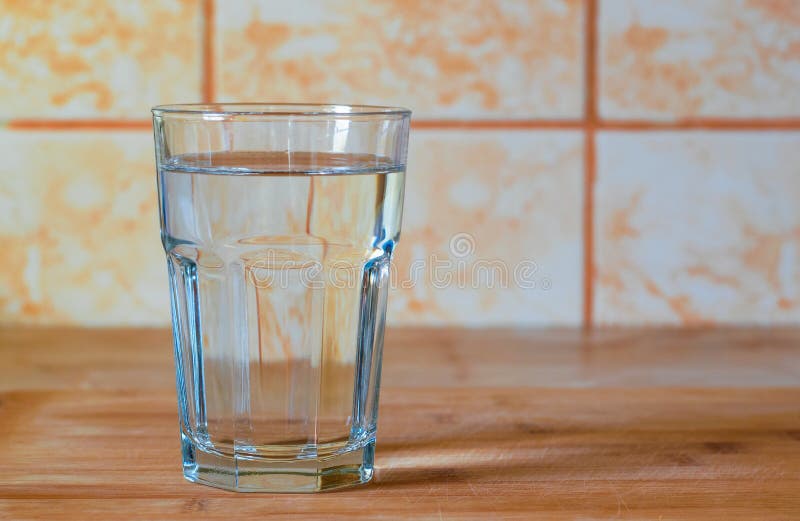 Glass of Pure Water on Kitchen Table Stock Photo - Image of crystal ...