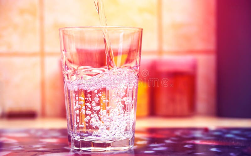 Glass of Pure Water on Kitchen Table Stock Photo - Image of pure, aqua ...