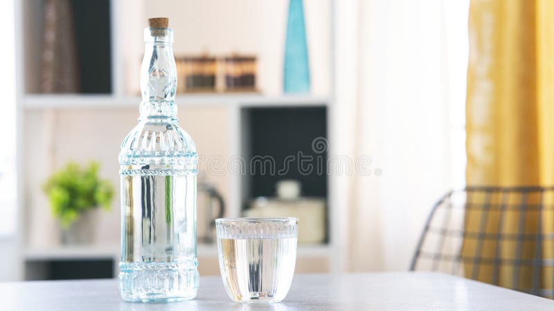 Glass of Pure Water on Kitchen Table Stock Photo - Image of pure, fresh ...