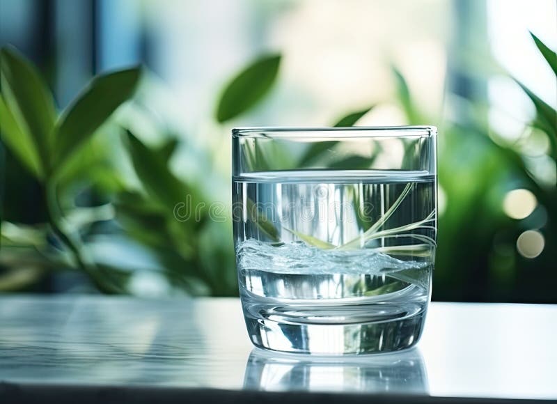 Glass of Pure Water on Kitchen Table/ Stock Illustration - Illustration ...