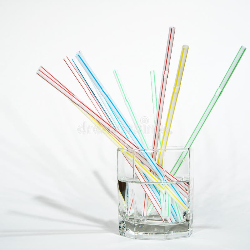 Glass of Pure Water with a Straw for a Cocktail Stock Photo - Image of ...