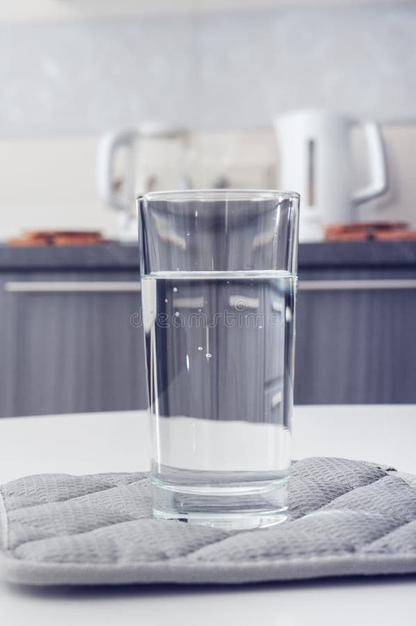 Glass with Pure Water on a Table Stock Image - Image of thirst, mineral ...