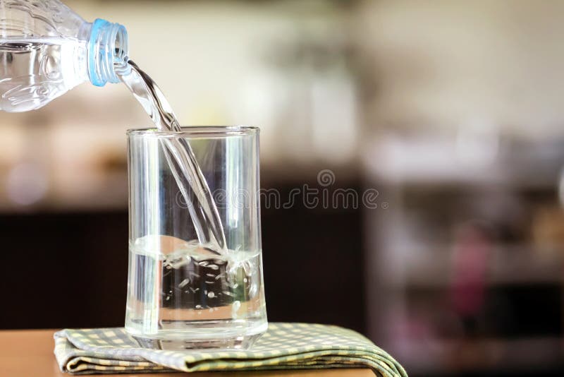Glass of the Purified Water on the Table Bar in Kitchenroom Stock Image ...