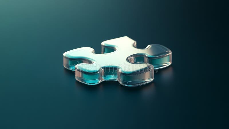 Glass Puzzle Piece on Dark Reflective Surface Stock Photo - Image of ...