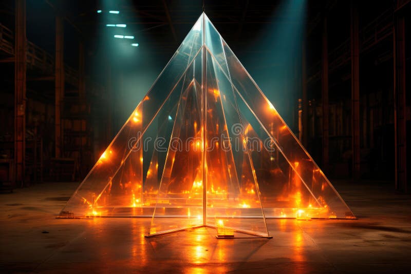 Glass Pyramid with Flashes of Light in it Stock Illustration ...
